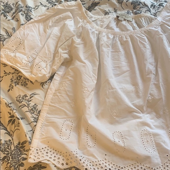 LOFT | Tops | Lacy Loft White Blouse Xs Petite | Poshmark